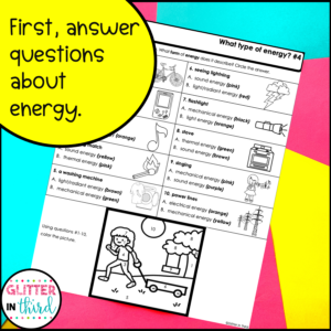 Forms of Energy Worksheets Color-By-Numbers Science SOL 5.2 - Glitter ...