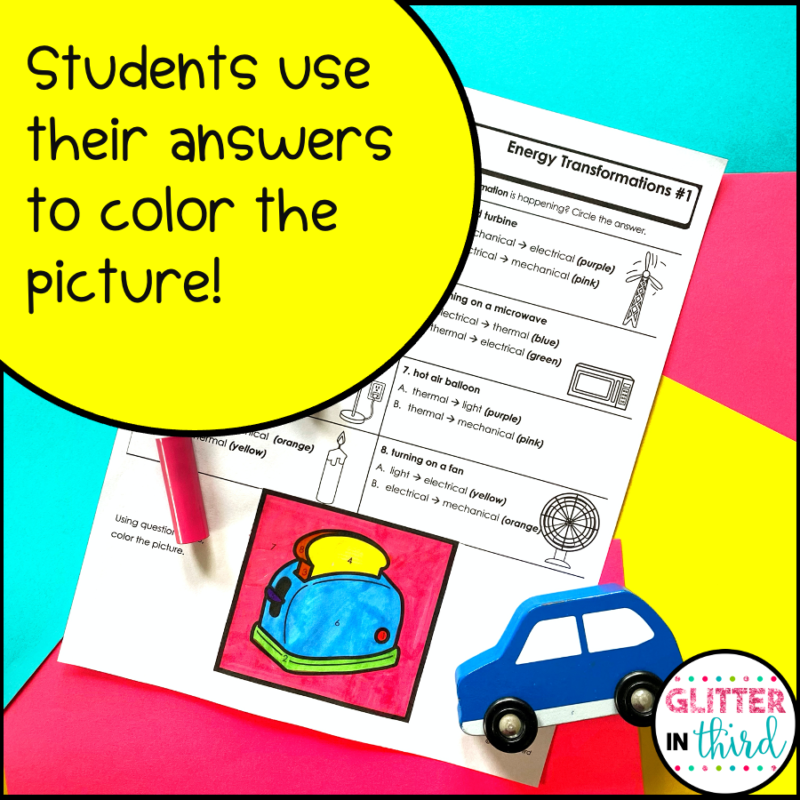 Forms of Energy Worksheets Color-By-Numbers Science SOL 5.2 - Glitter ...