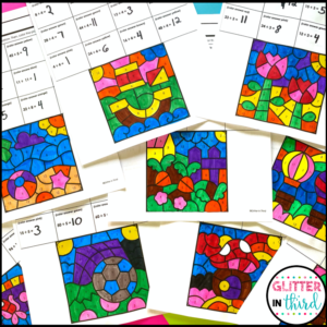 Division Color-By-Number Worksheets - Glitter in Third