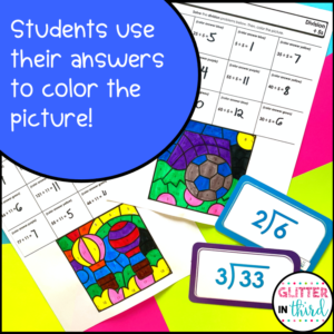 Division Color-By-Number Worksheets - Glitter in Third