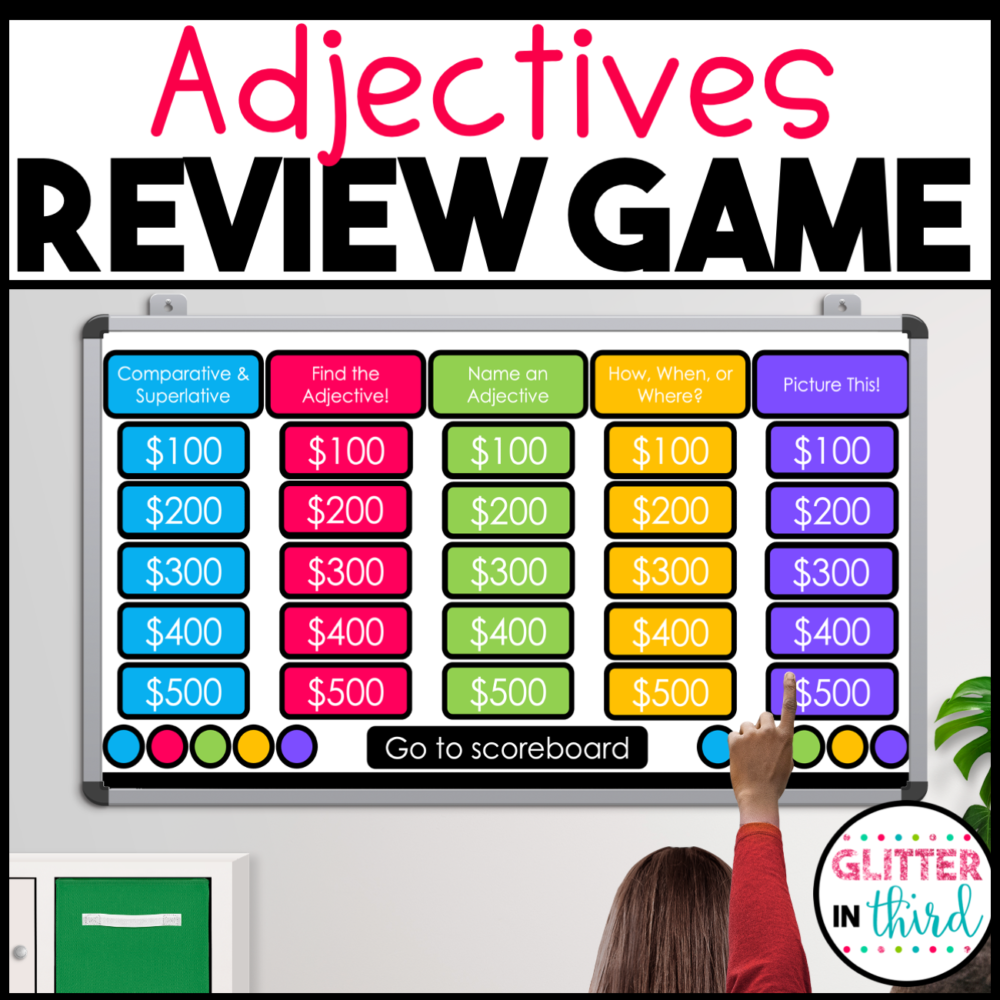 Adjectives Grammar Review Game - Glitter in Third