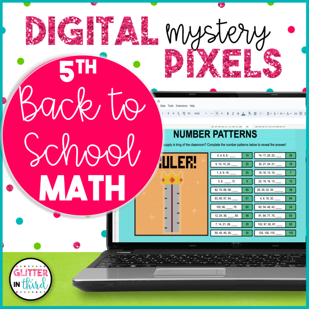 5th Grade Back to School Pixel Art Math Activities - Glitter in Third