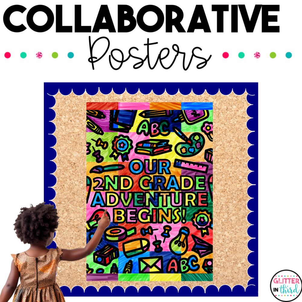 2nd Grade Collaborative Coloring Poster Back to School Bulletin Board ...