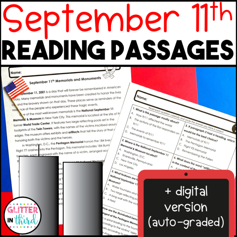 September 11 Patriot Day Reading Comprehension Passages Activities ...