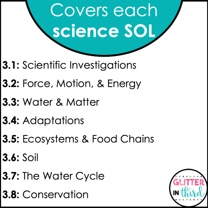 3rd Grade SOL Science Word Search - Glitter in Third