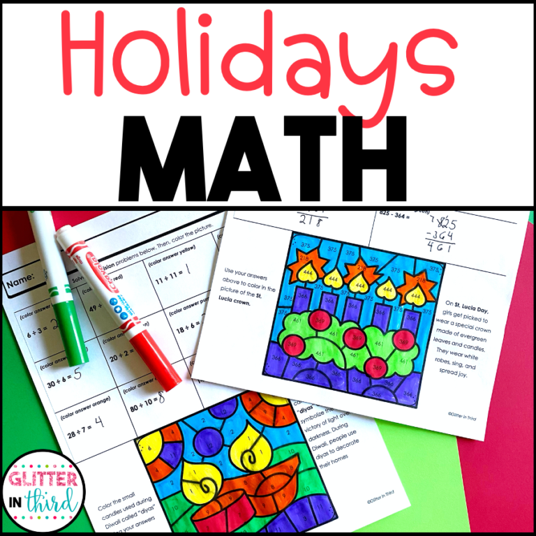 Winter Holidays Around the World Math Worksheets No Prep Color By ...
