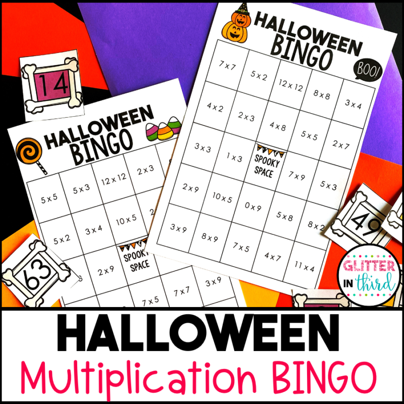 Halloween Multiplication Bingo Game - Glitter in Third