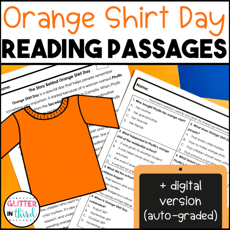 Orange Shirt Day Reading Comprehension Activities Passages Worksheets ...