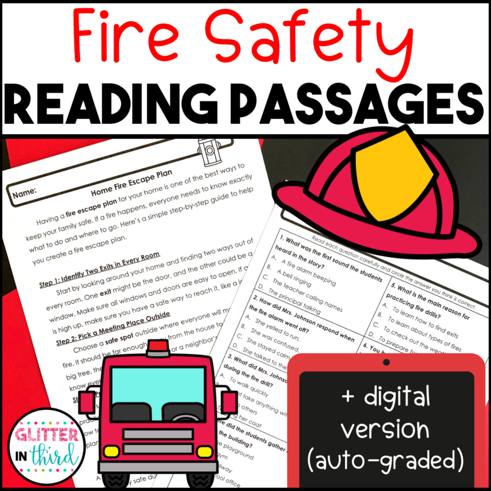 Fire Safety Week Reading Comprehension Activities Passages Worksheets ...
