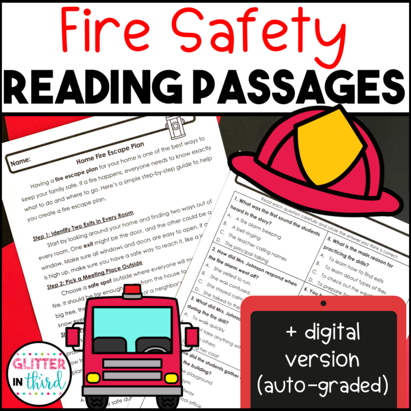 Fire Safety Week Reading Comprehension Activities Passages Worksheets ...