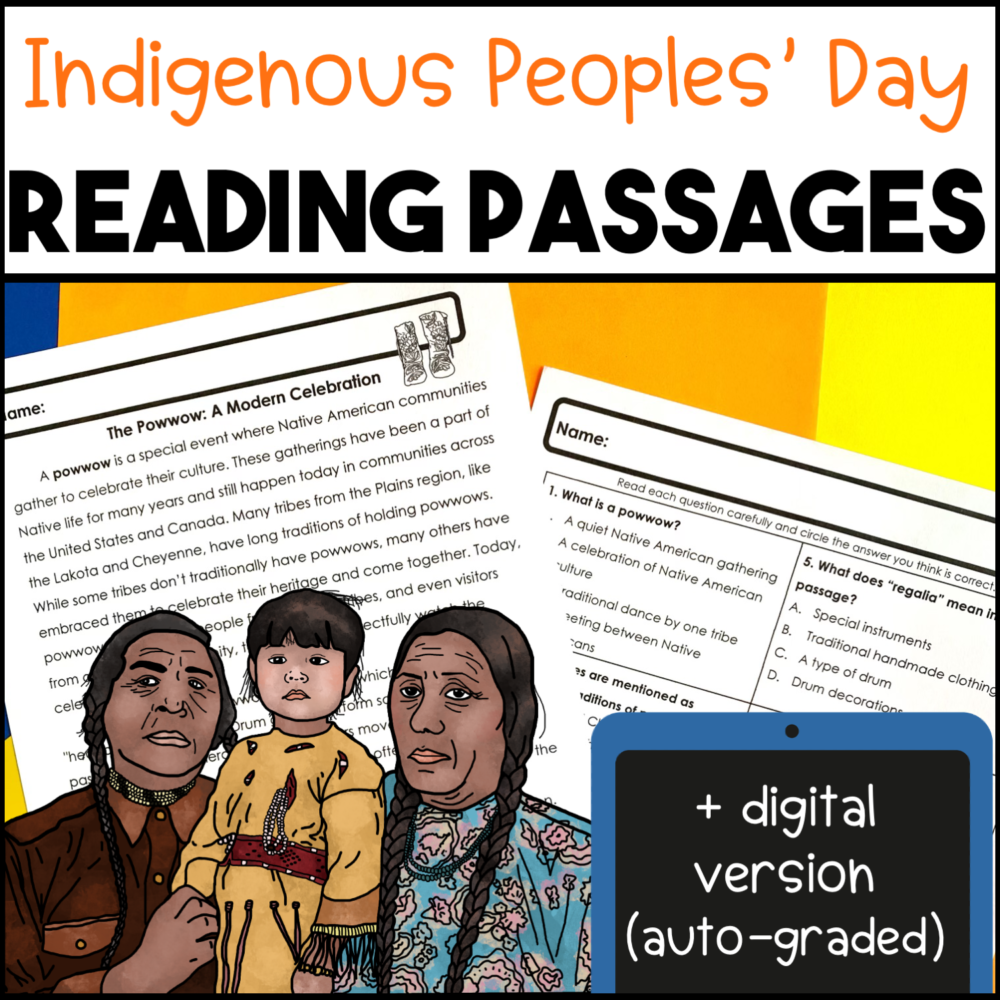 Indigenous Peoples' Day Reading Comprehension Activities Passages ...