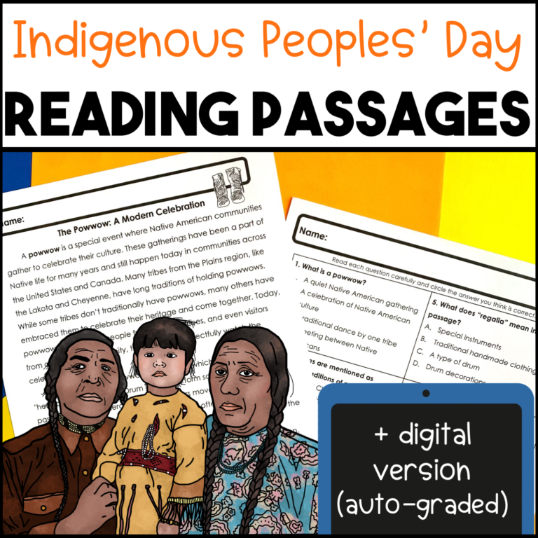 Indigenous Peoples' Day Reading Comprehension Activities Passages ...