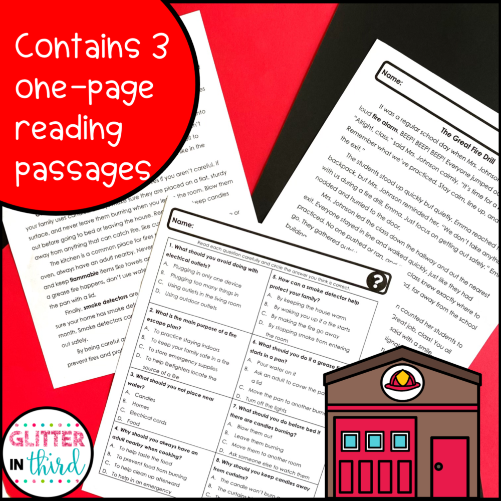 Fire Safety Week Reading Comprehension Activities Passages Worksheets ...