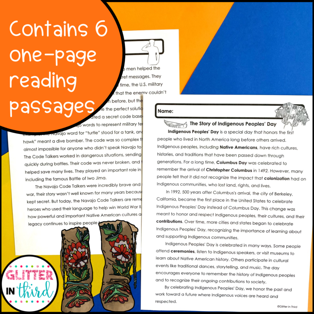 Indigenous Peoples' Day Reading Comprehension Activities Passages ...