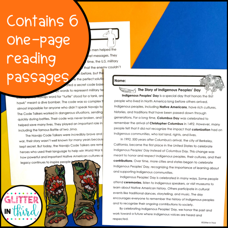 Indigenous Peoples' Day Reading Comprehension Activities Passages ...