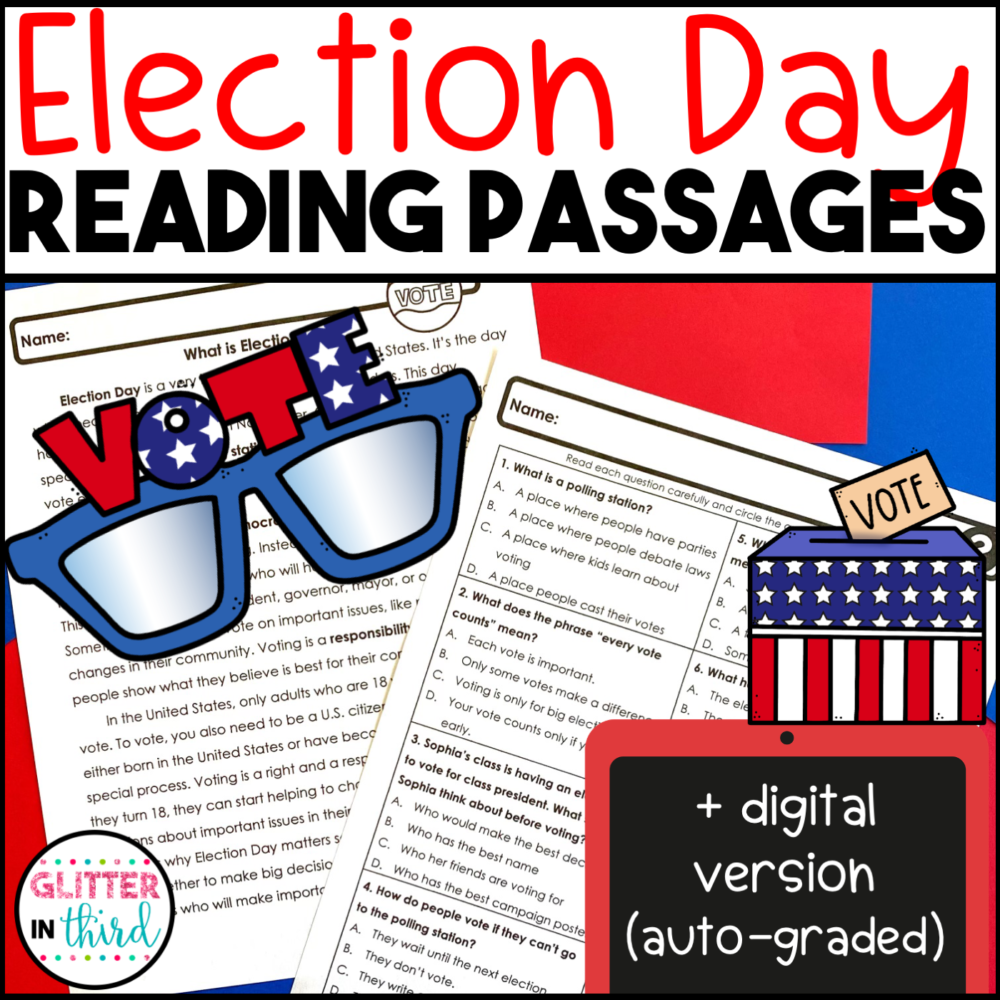 Election Day Reading Comprehension Activities Passages Worksheets ...