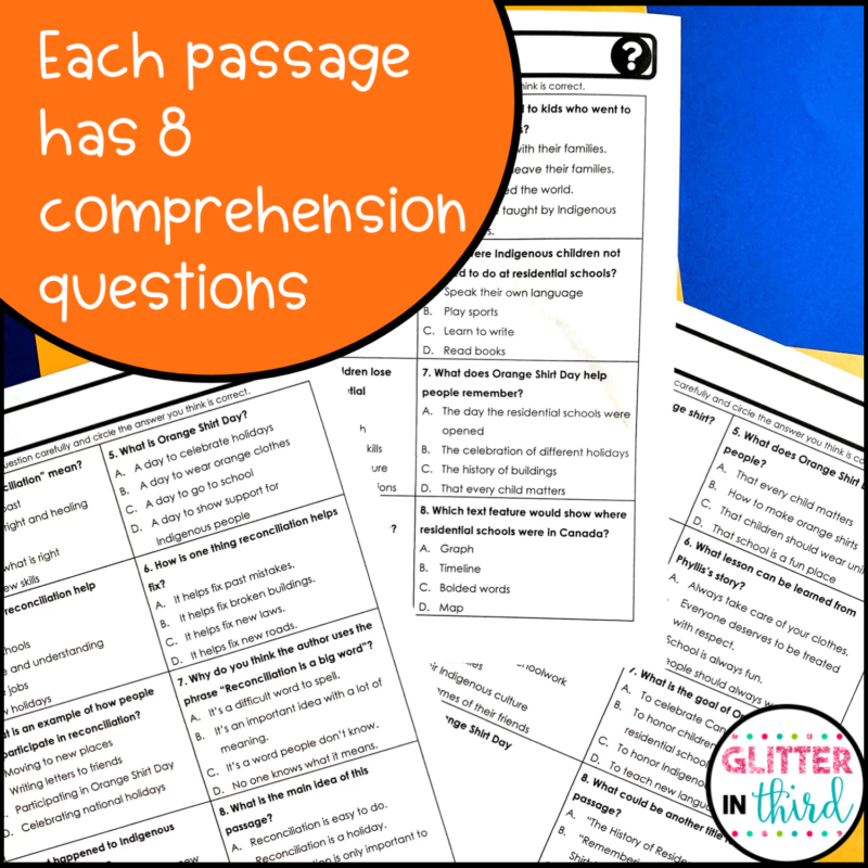 Orange Shirt Day Reading Comprehension Activities Passages Worksheets ...