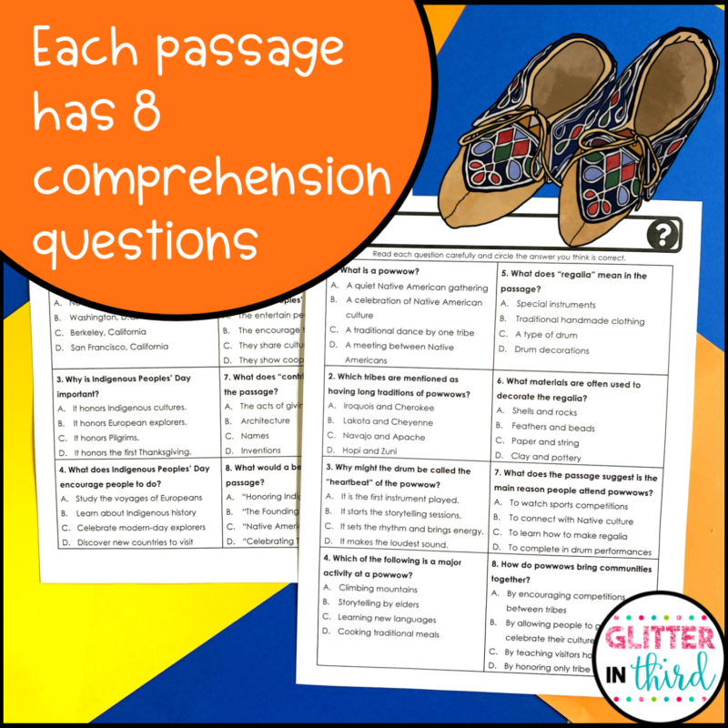 Indigenous Peoples' Day Reading Comprehension Activities Passages ...