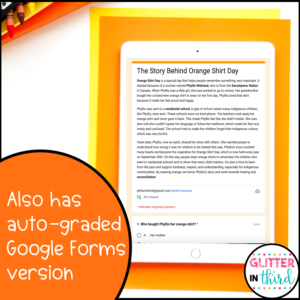 Orange Shirt Day Reading Comprehension Activities Passages Worksheets ...