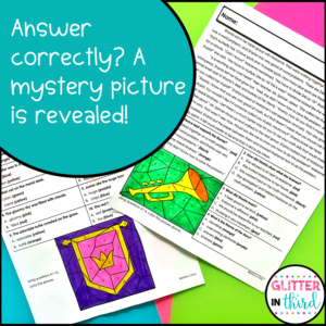 Adjectives Worksheets Color-By-Number Grammar - Glitter in Third