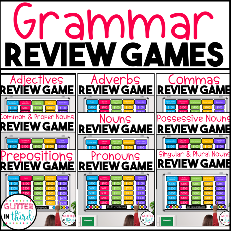3rd Grade Grammar Jeopardy Games BUNDLE - Glitter in Third