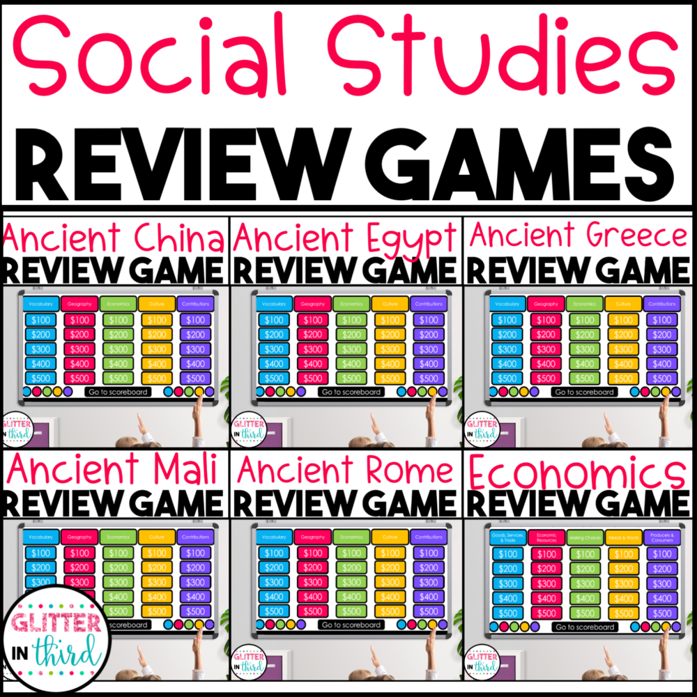 3rd Grade Social Studies Jeopardy SOL Review Game BUNDLE - Glitter in Third