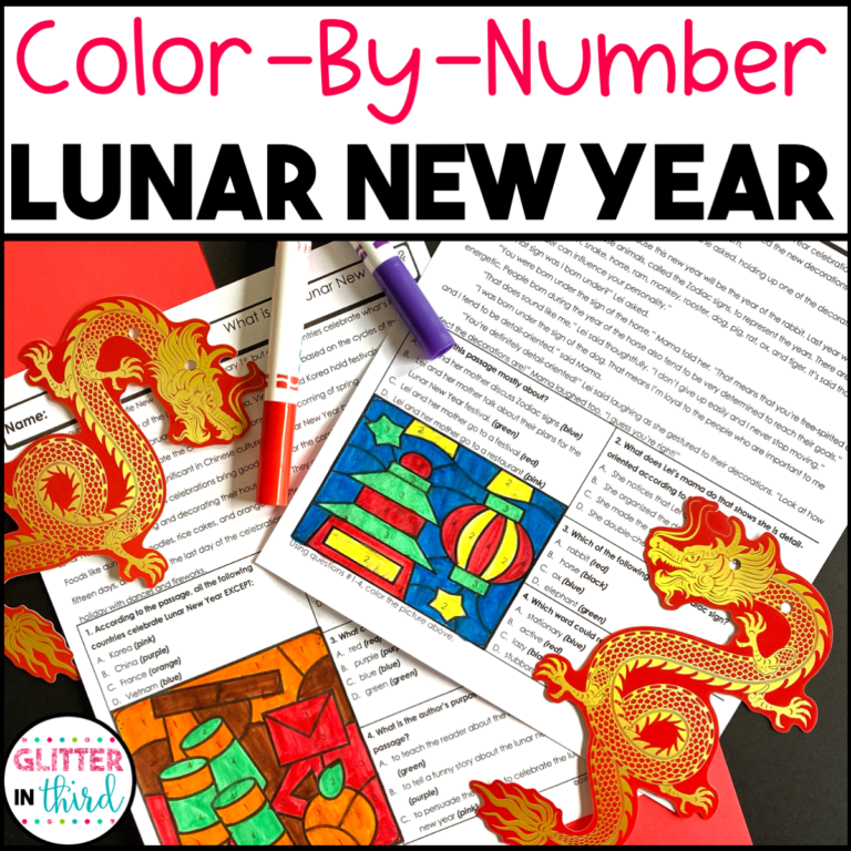 Lunar New Year Reading Comprehension Color By Number Worksheets ...