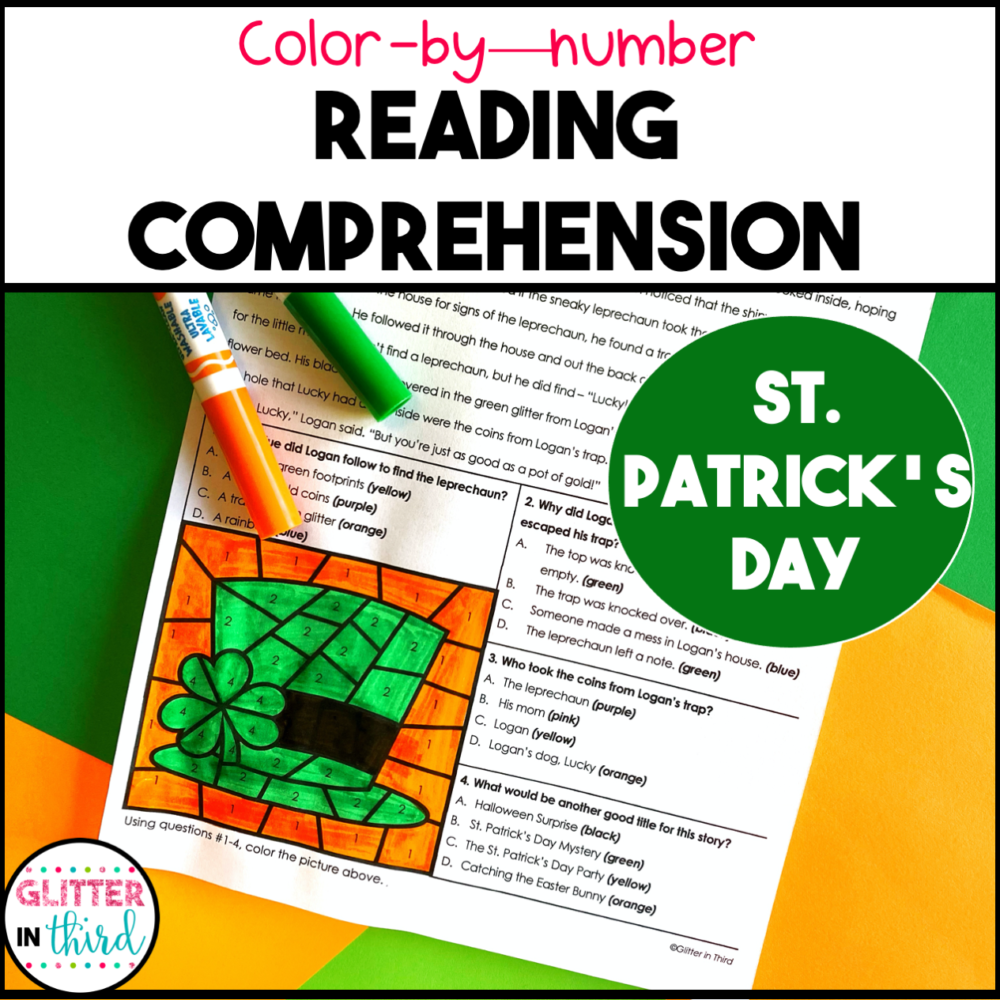 St. Patrick's Day Reading Comprehension Color By Number Worksheets ...