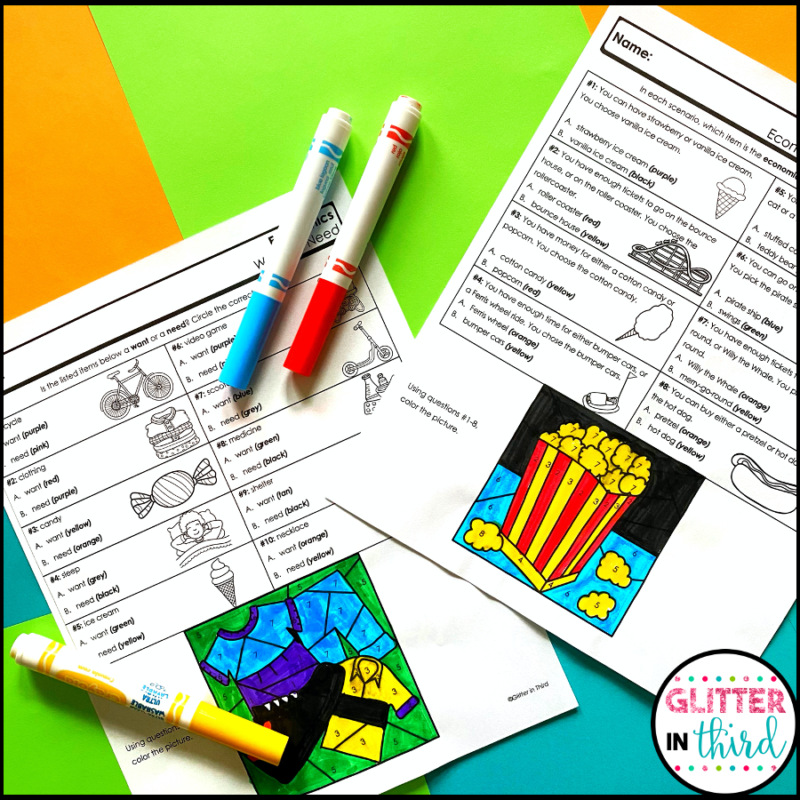 3rd Grade Social Studies Color-By-Number Worksheets BUNDLE - Glitter in ...