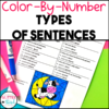 Types of Sentences Worksheets Color-By-Number Grammar - Glitter in Third