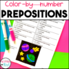 Prepositions Worksheets Color-By-Number Grammar - Glitter in Third