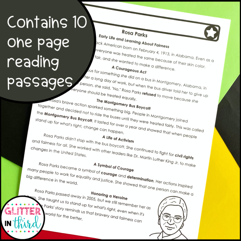 Black History Month Reading Comprehension Passages Worksheets - Glitter ...