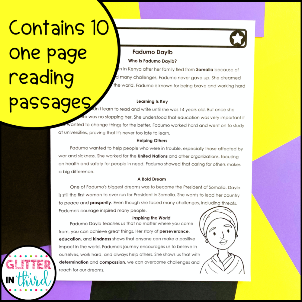 Women's History Month Reading Comprehension Passages Worksheets ...
