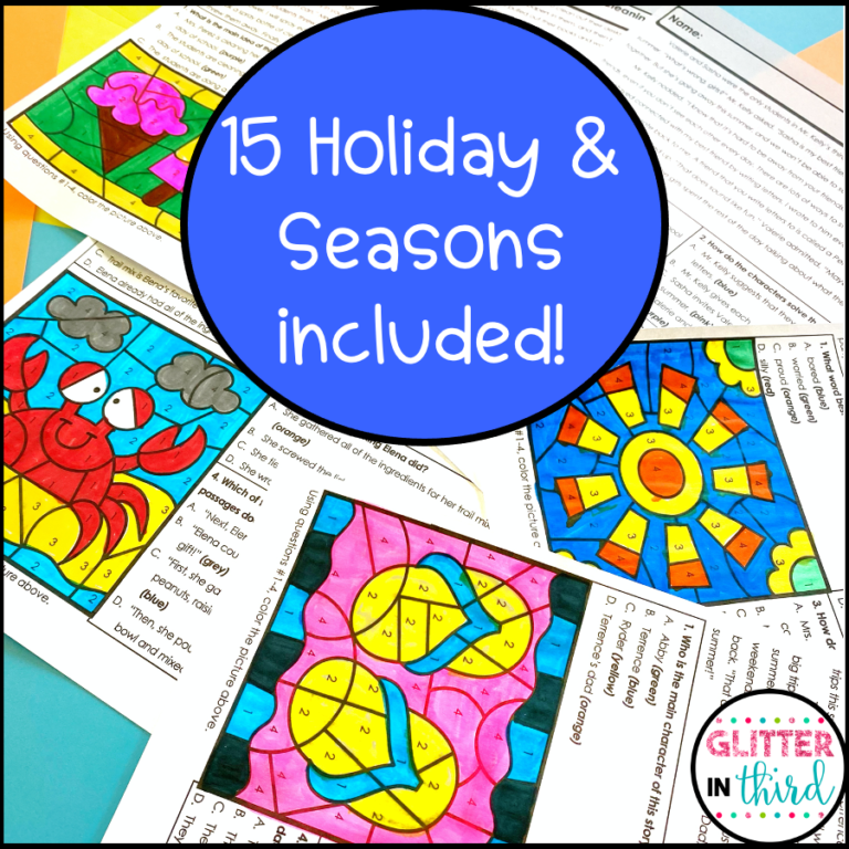 Seasonal & Holiday Reading Comprehension Passages Color By Number ...