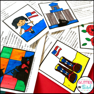 Memorial Day Reading Comprehension Color By Number Worksheets - Glitter ...