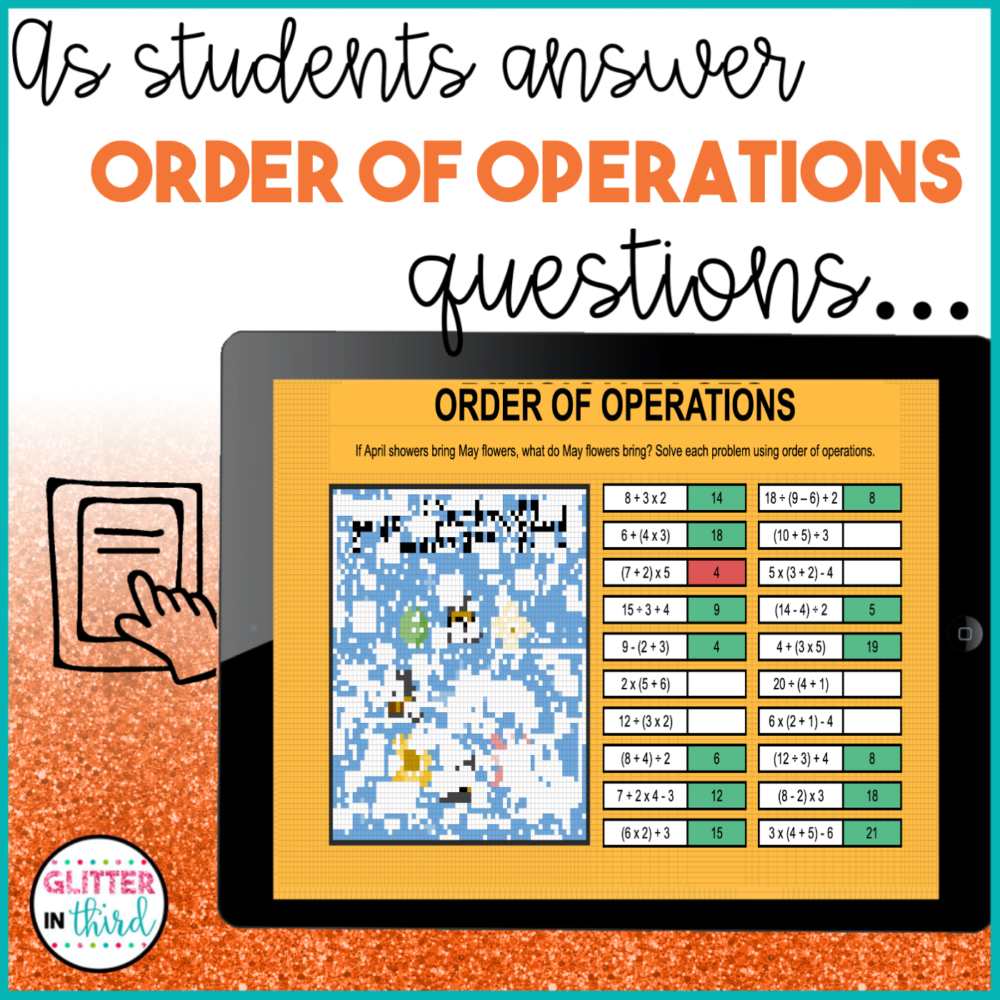 Thanksgiving Order of Operations Pixel Art Activities - Glitter in Third