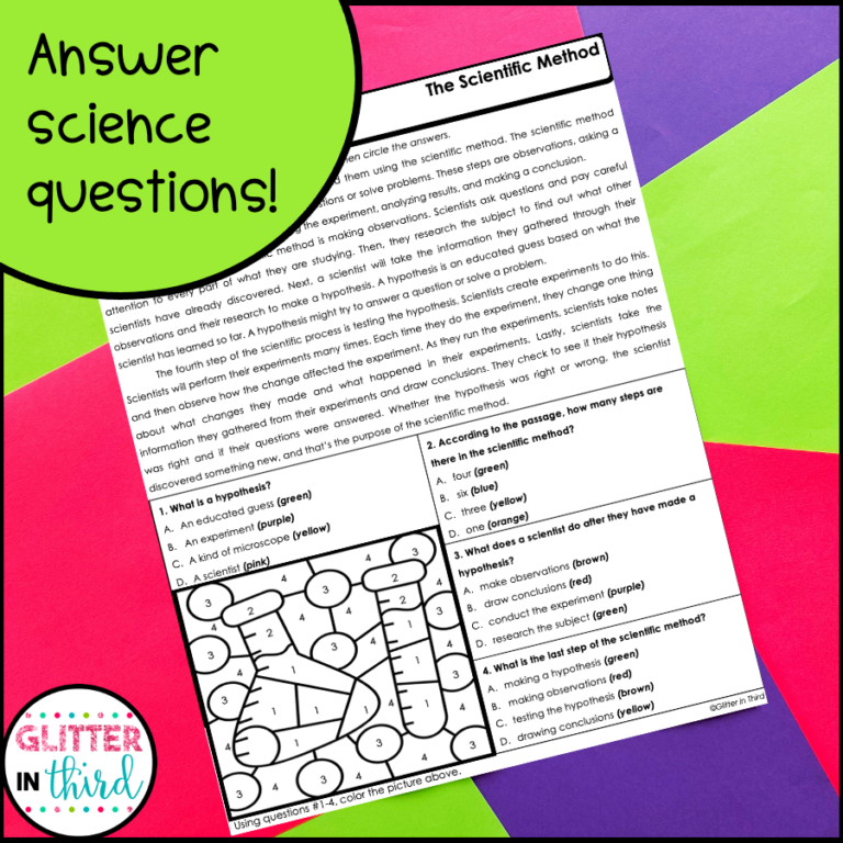 3rd Grade Science SOL Color-By-Number Worksheets BUNDLE - Glitter in Third