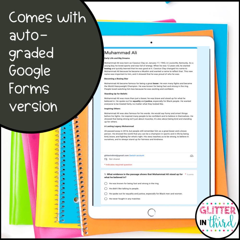 Black History Month Reading Comprehension Passages Worksheets - Glitter ...