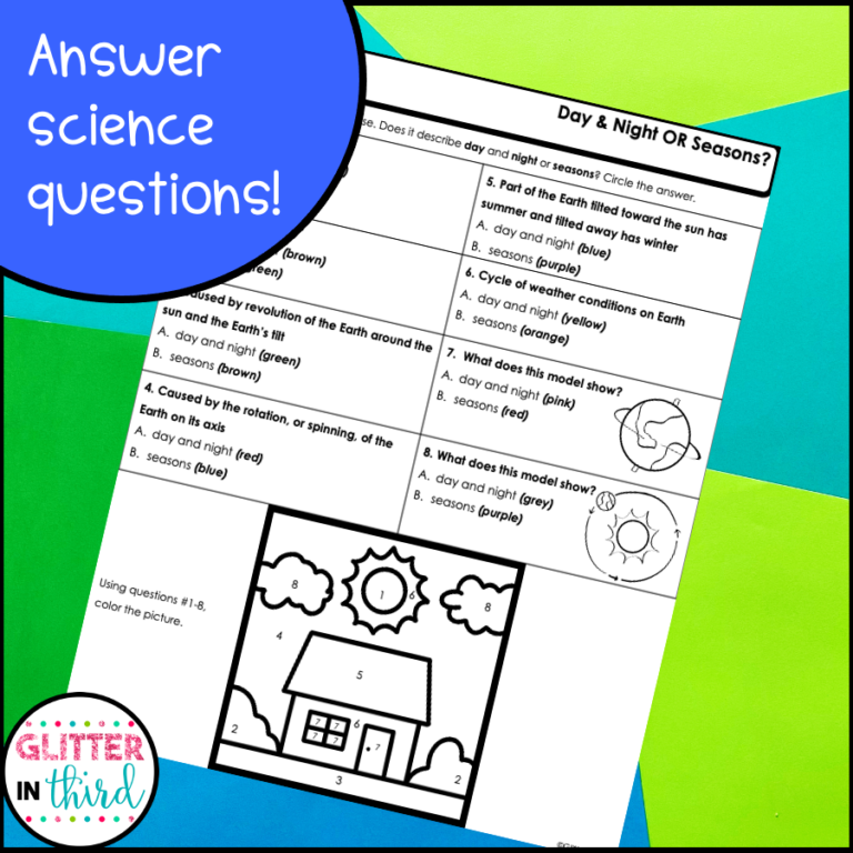 4th Grade Science SOL Color-By-Number Worksheets BUNDLE - Glitter in Third