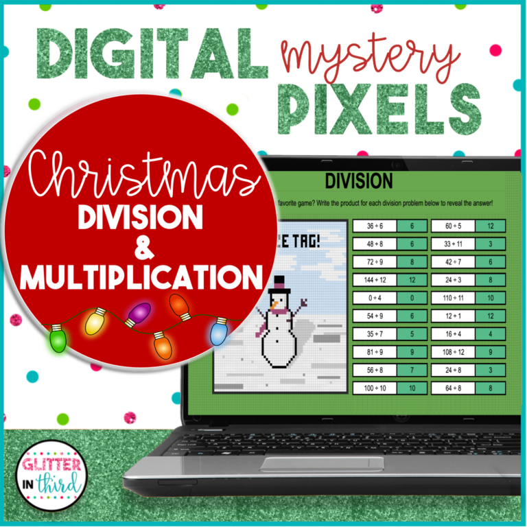 Christmas Multiplication & Division Pixel Art Activities - Glitter in Third