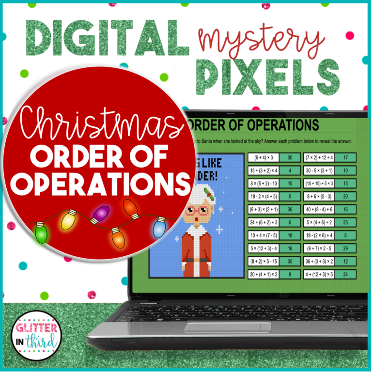 Christmas Order of Operations PEMDAS Pixel Art Activities - Glitter in ...