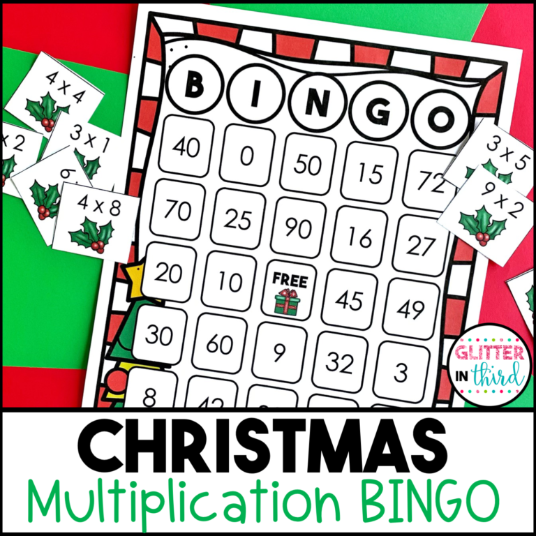 Christmas Multiplication BINGO Game - Glitter in Third