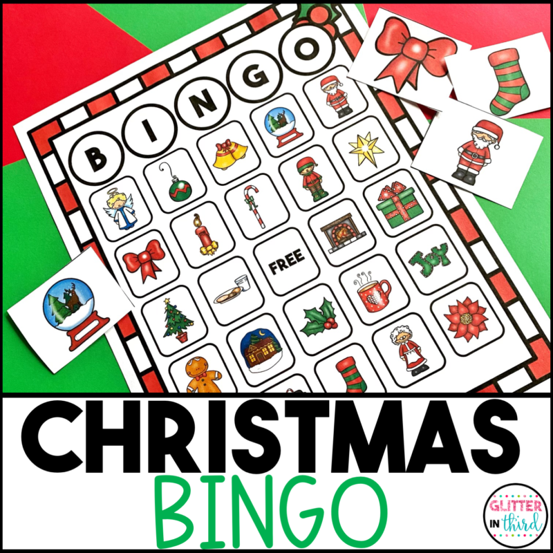 Christmas BINGO Game for Classroom & Family Party - Glitter in Third