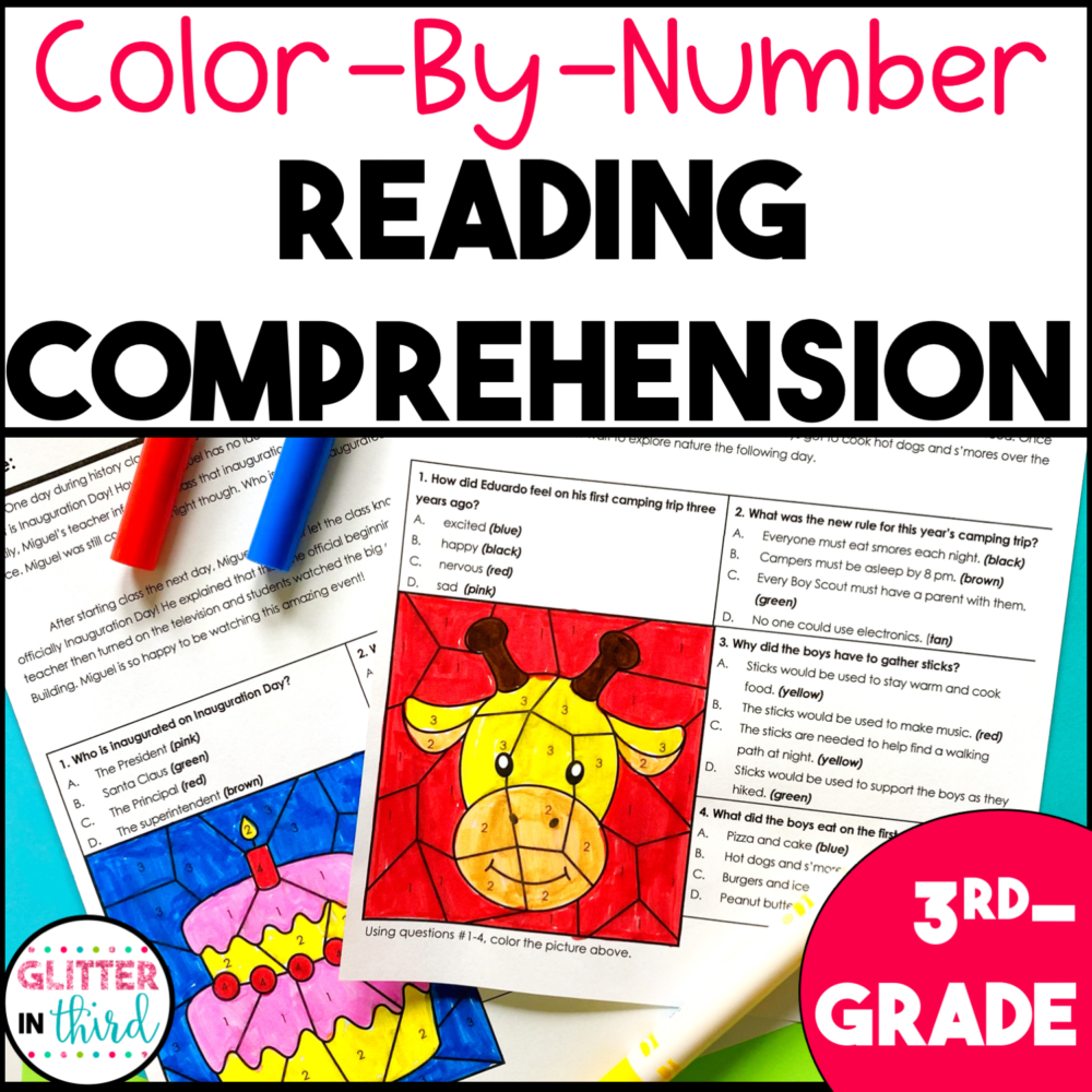 3rd Grade Reading Comprehension Passages and Questions Color By Number ...
