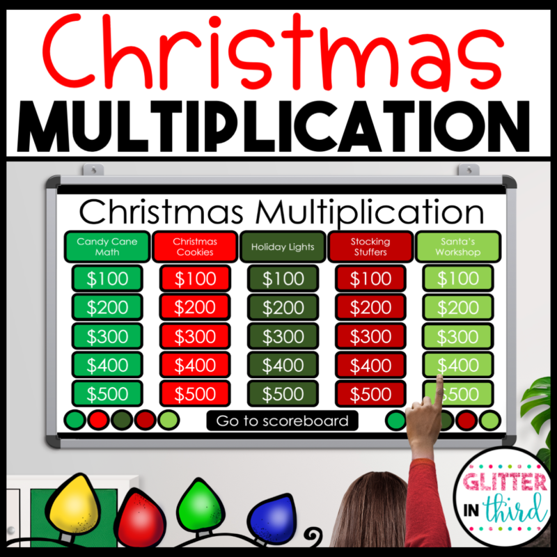 Christmas Multiplication Jeopardy Math Game - Glitter in Third
