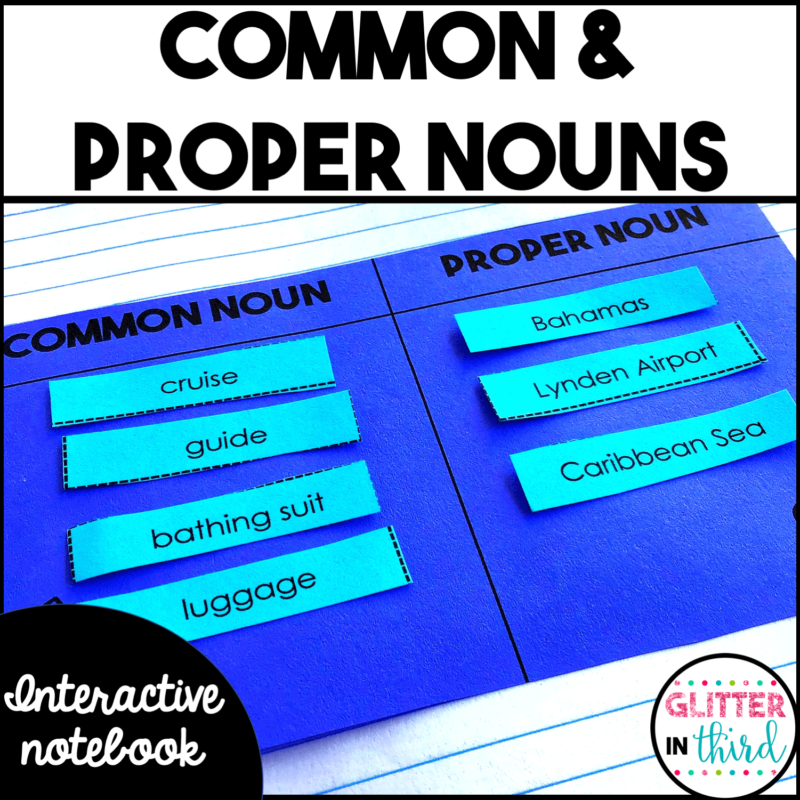 Common & Proper Nouns Grammar Interactive Notebook Activities - Glitter ...