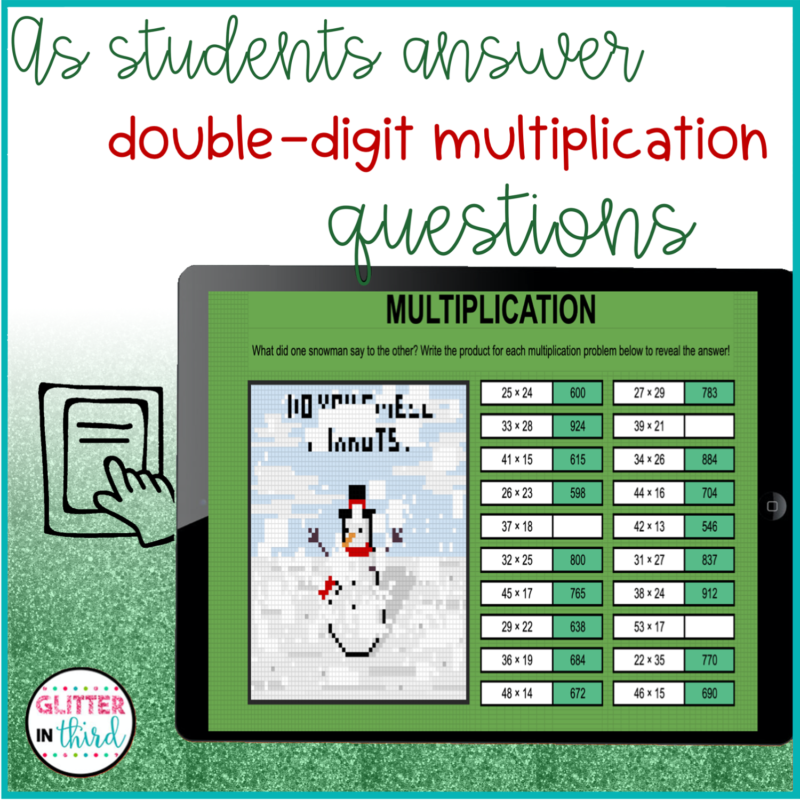 Christmas Double Digit Multiplication Pixel Art Activities - Glitter in ...