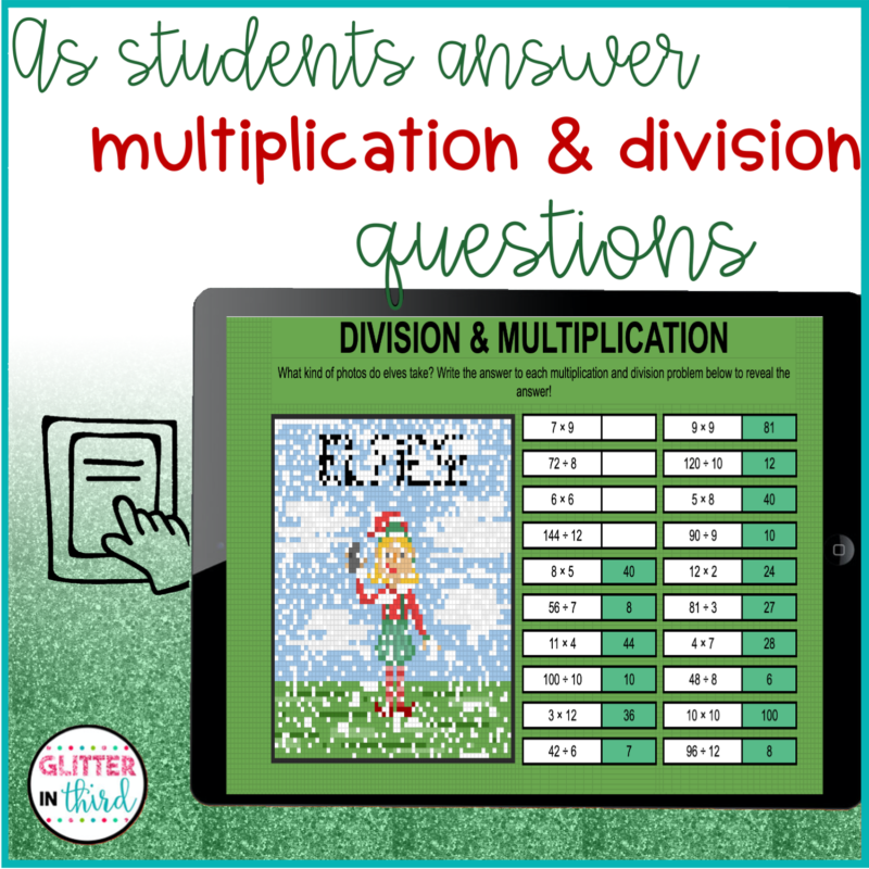 Christmas Multiplication & Division Pixel Art Activities - Glitter in Third