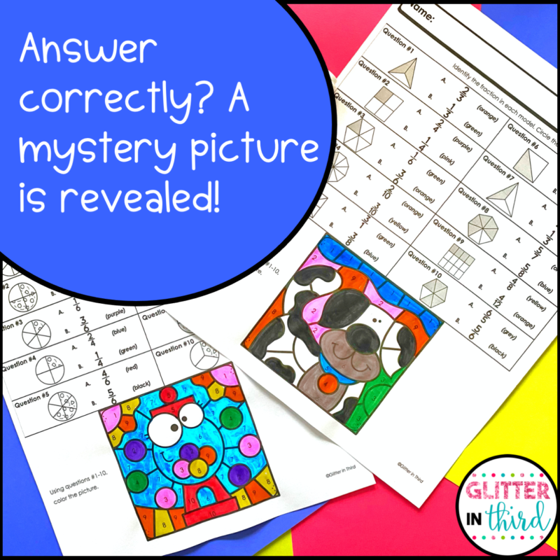 3rd Grade Introduction to Fractions Color By Number Worksheets ...