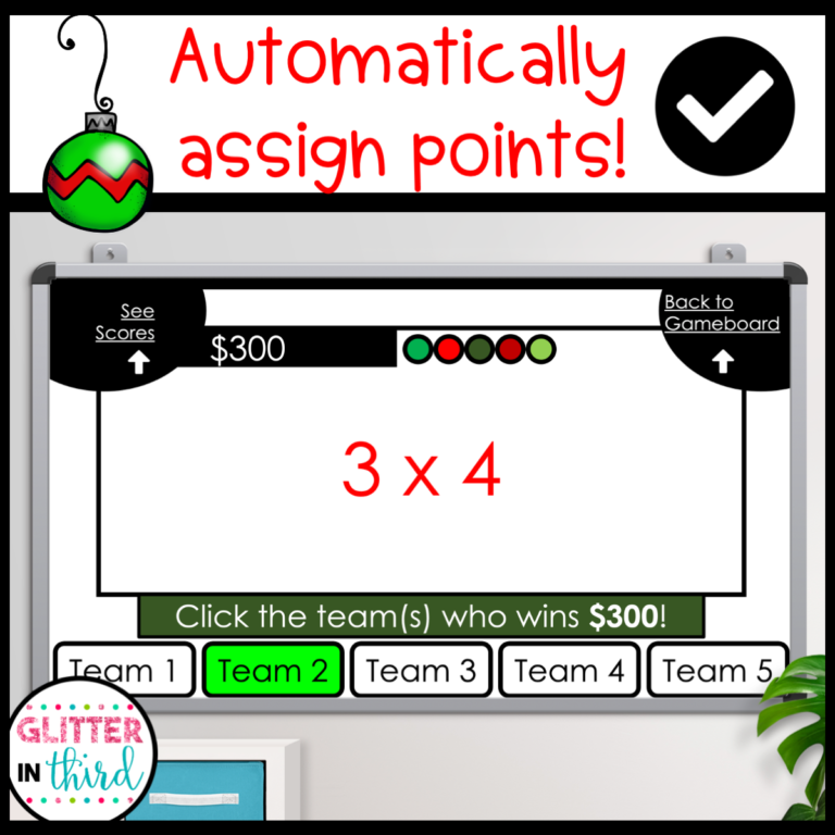Christmas Multiplication Jeopardy Math Game - Glitter in Third